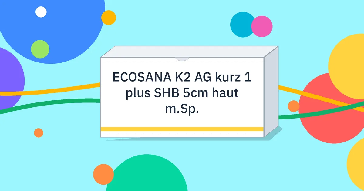 Symbolbild: Packung mit der Aufschrift ECOSANA K2 AG kurz 1 plus SHB 5cm haut m.Sp. (PZN 01387254) – Verfügbarkeit und Bezug in Apotheken in Frankfurt am Main