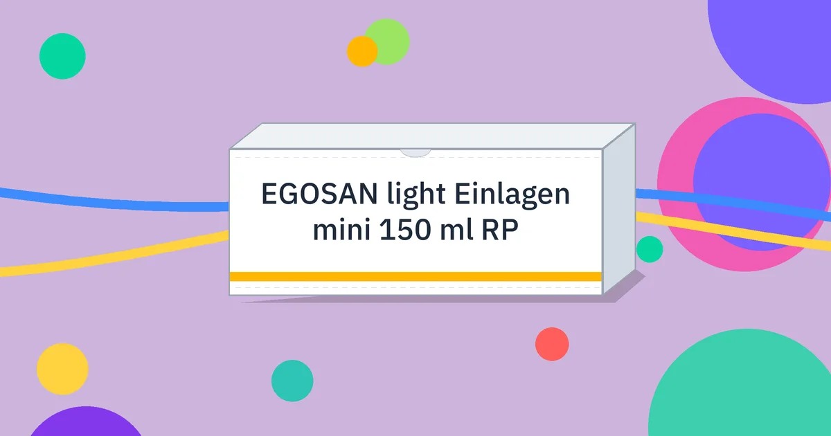 Symbolbild: Packung mit der Aufschrift EGOSAN light Einlagen mini 150 ml RP (PZN 16803764) – Verfügbarkeit und Bezug in Apotheken in Frankfurt am Main