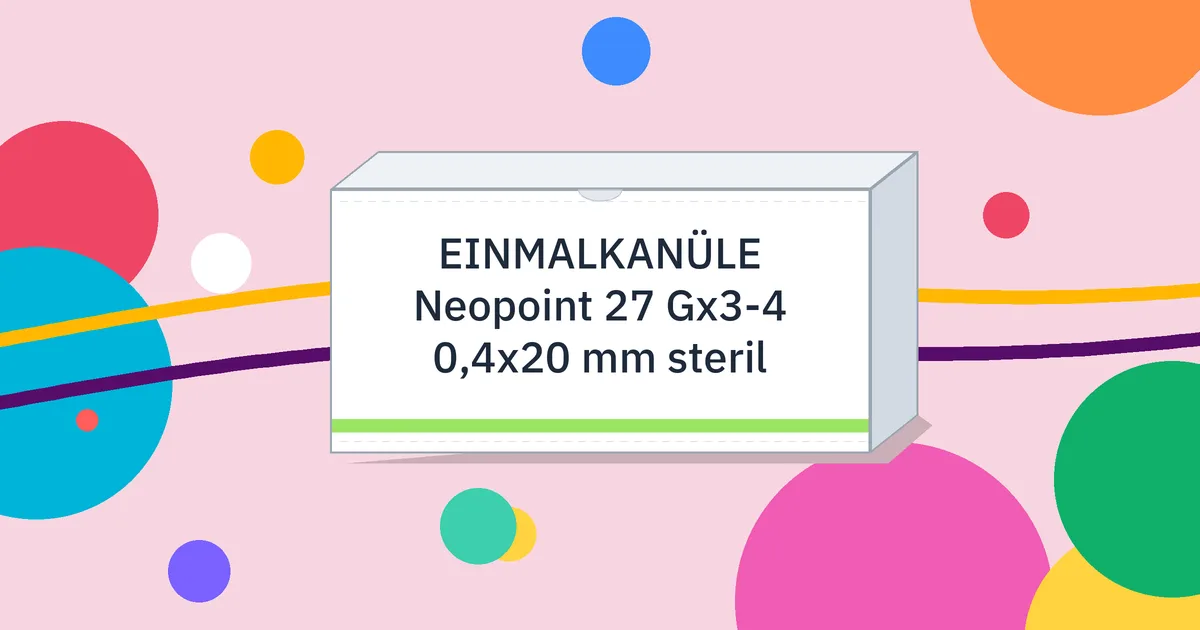Symbolbild: Packung mit der Aufschrift EINMALKANÜLE Neopoint 27 Gx3-4 0,4x20 mm steril (PZN 00363323) – Verfügbarkeit und Bezug in Apotheken in Frankfurt am Main