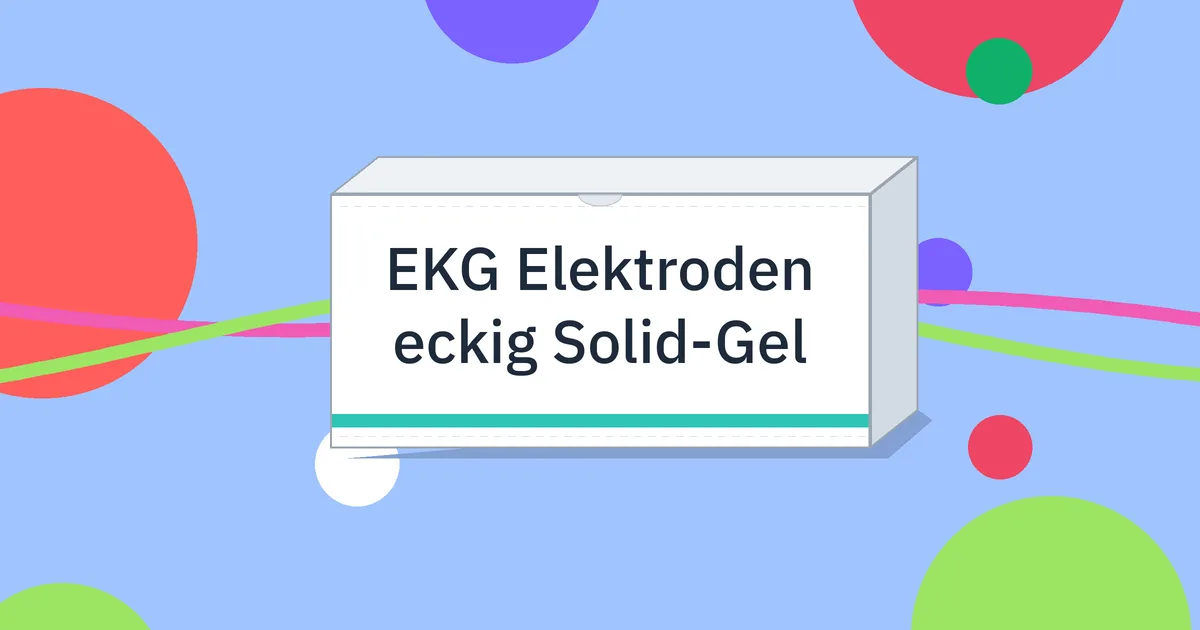 Symbolbild: Packung mit der Aufschrift EKG Elektroden eckig Solid-Gel (PZN 06056496) – Verfügbarkeit und Bezug in Apotheken in Frankfurt am Main
