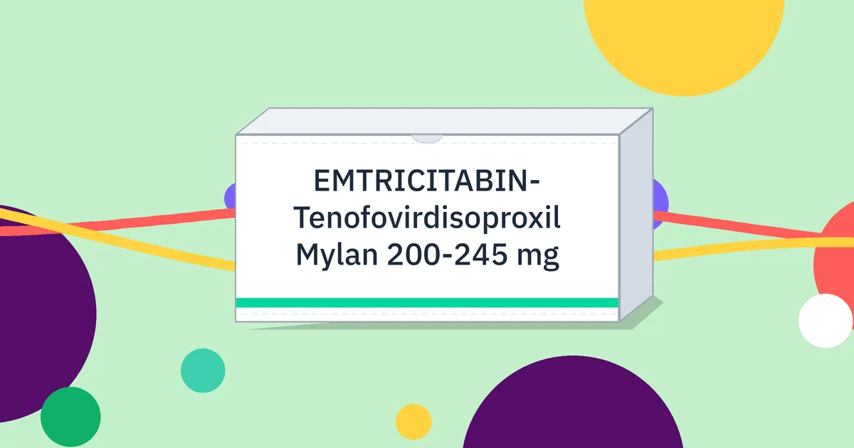 Symbolbild: Packung mit der Aufschrift EMTRICITABIN-Tenofovirdisoproxil Mylan 200-245 mg (PZN 19247938) – Verfügbarkeit und Bezug in Apotheken in Frankfurt am Main
