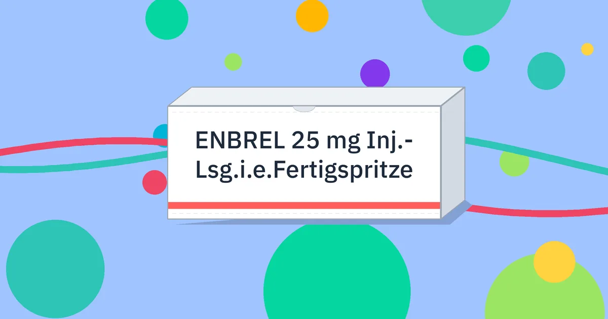 Symbolbild: Packung mit der Aufschrift ENBREL 25 mg Inj.-Lsg.i.e.Fertigspritze (PZN 06152685) – Verfügbarkeit und Bezug in Apotheken in Frankfurt am Main