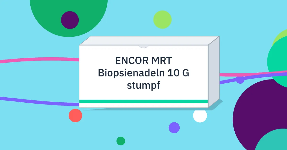 Symbolbild: Packung mit der Aufschrift ENCOR MRT Biopsienadeln 10 G stumpf (PZN 03576686) – Verfügbarkeit und Bezug in Apotheken in Frankfurt am Main
