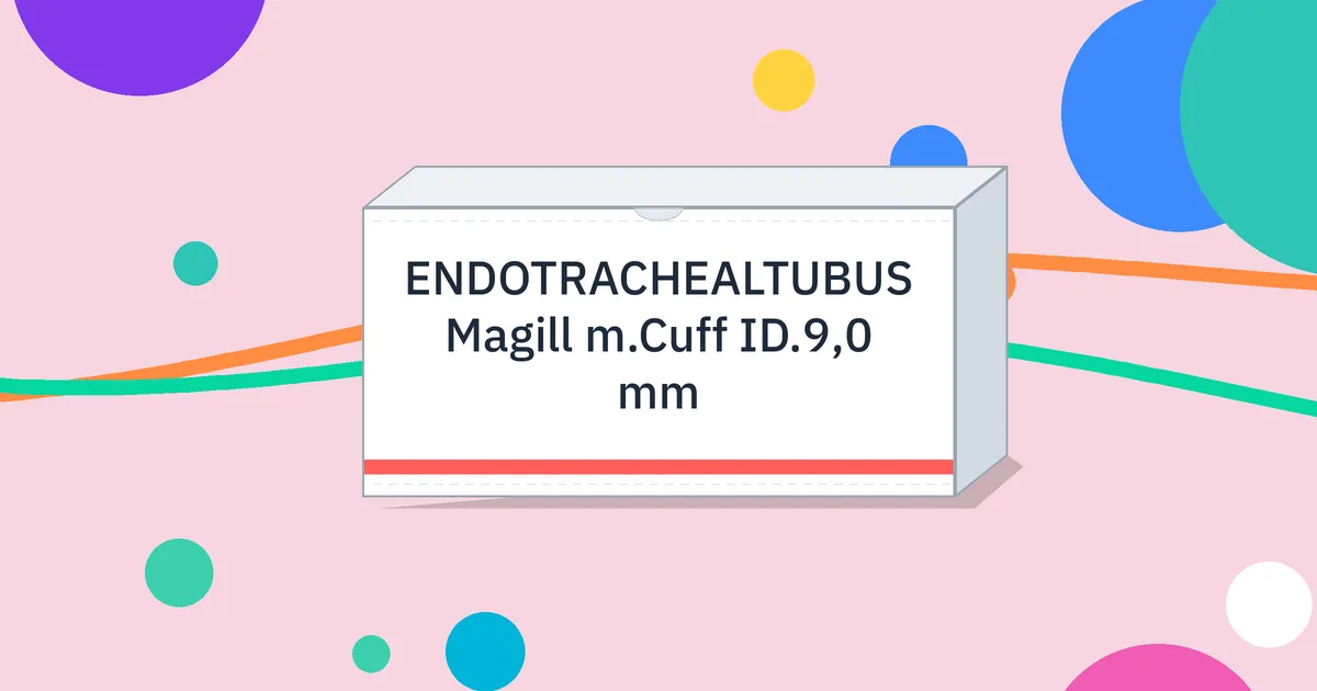 Symbolbild: Packung mit der Aufschrift ENDOTRACHEALTUBUS Magill m.Cuff ID.9,0 mm (PZN 07217441) – Verfügbarkeit und Bezug in Apotheken in Frankfurt am Main
