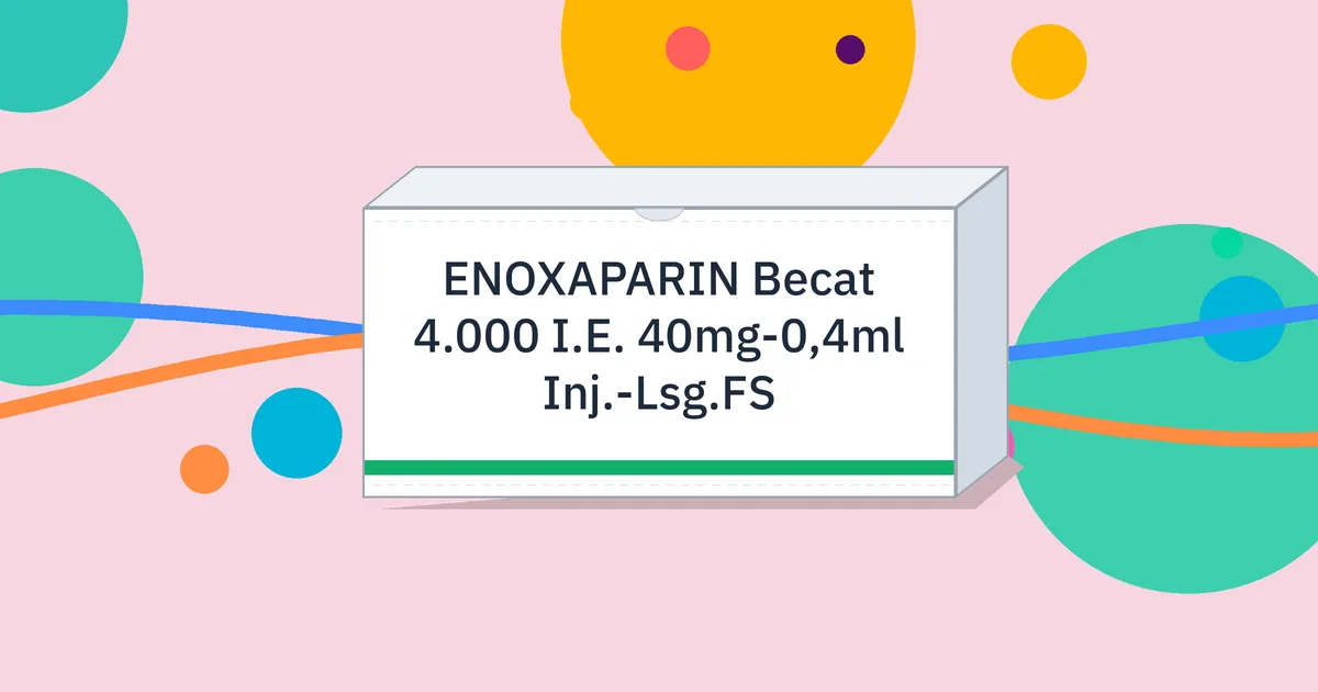 Symbolbild: Packung mit der Aufschrift ENOXAPARIN Becat 4.000 I.E. 40mg-0,4ml Inj.-Lsg.FS (PZN 19414537) – Verfügbarkeit und Bezug in Apotheken in Frankfurt am Main