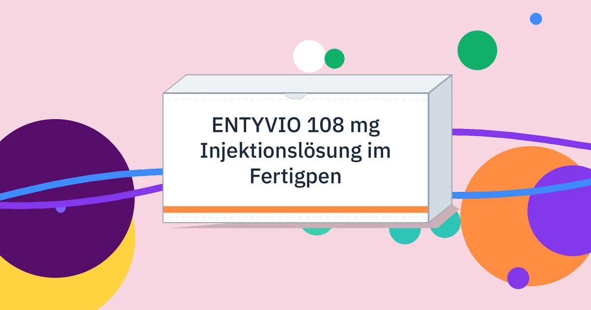 Symbolbild: Packung mit der Aufschrift ENTYVIO 108 mg Injektionslösung im Fertigpen (PZN 15894598) – Verfügbarkeit und Bezug in Apotheken in Frankfurt am Main