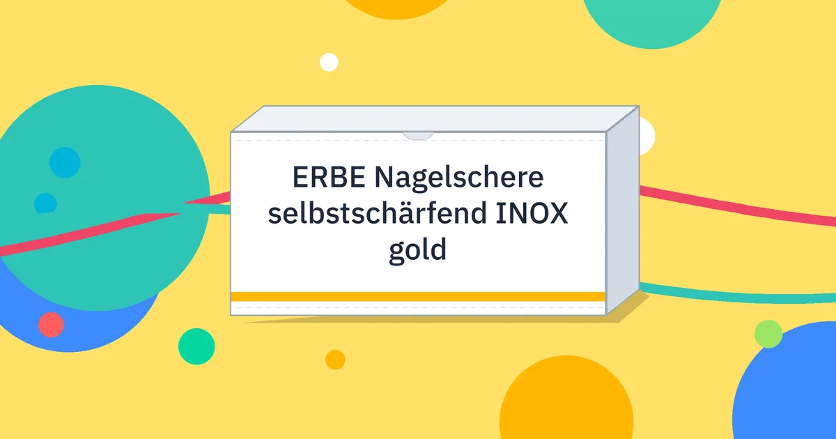 Symbolbild: Packung mit der Aufschrift ERBE Nagelschere selbstschärfend INOX gold (PZN 20052915) – Verfügbarkeit und Bezug in Apotheken in Frankfurt am Main