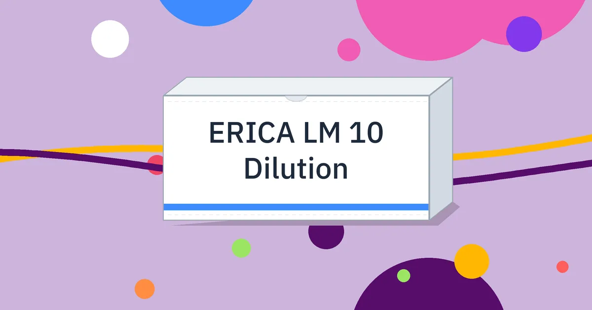 Symbolbild: Packung mit der Aufschrift ERICA LM 10 Dilution (PZN 13477643) – Verfügbarkeit und Bezug in Apotheken in Frankfurt am Main