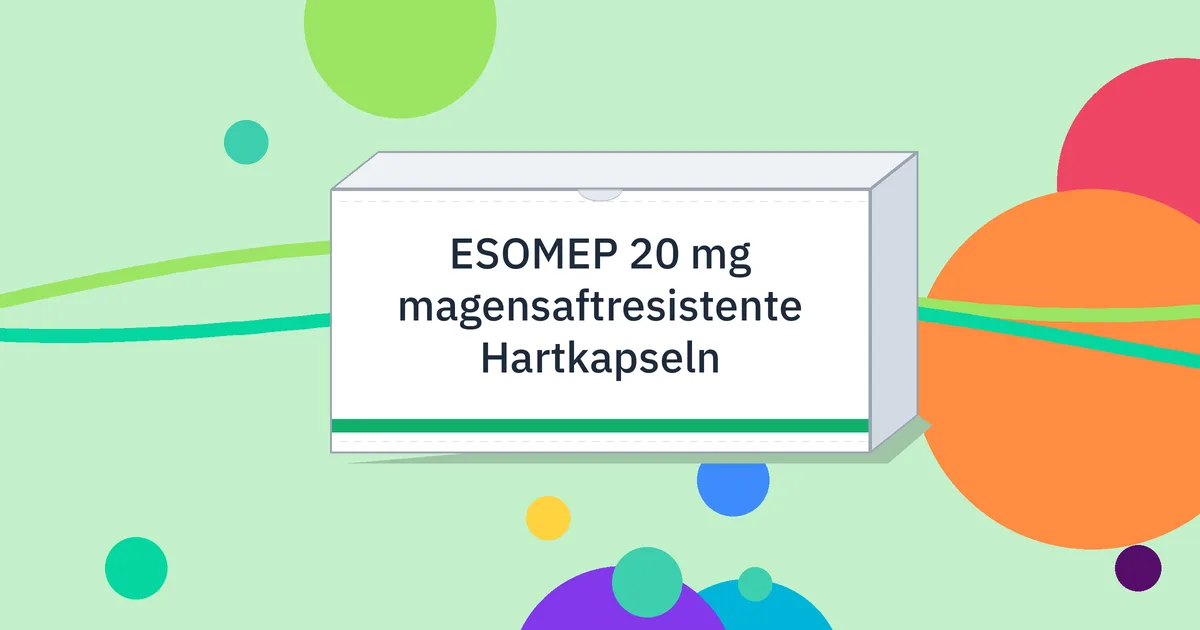 Symbolbild: Packung mit der Aufschrift ESOMEP 20 mg magensaftresistente Hartkapseln (PZN 07402090) – Verfügbarkeit und Bezug in Apotheken in Frankfurt am Main