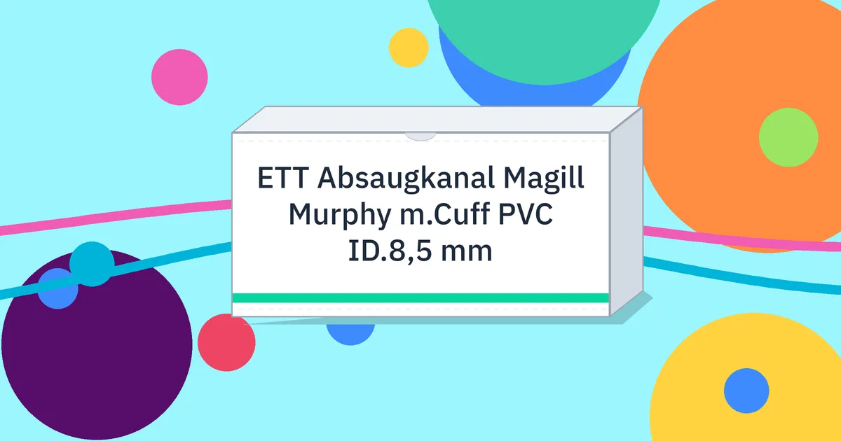 Symbolbild: Packung mit der Aufschrift ETT Absaugkanal Magill Murphy m.Cuff PVC ID.8,5 mm (PZN 19121002) – Verfügbarkeit und Bezug in Apotheken in Frankfurt am Main
