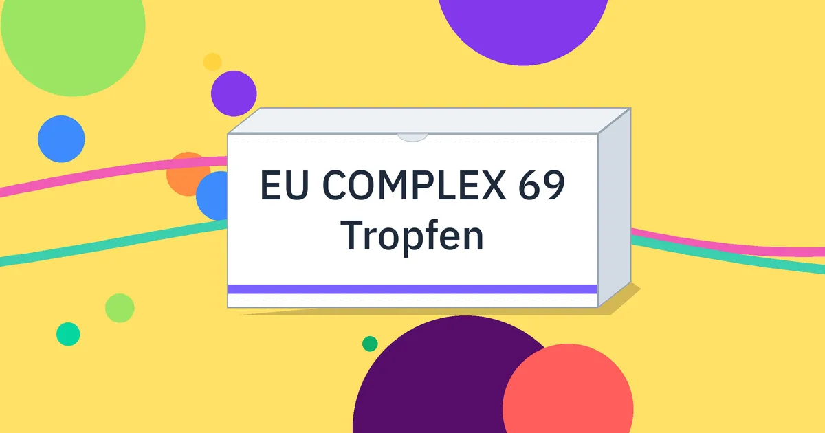 Symbolbild: Packung mit der Aufschrift EU COMPLEX 69 Tropfen (PZN 18351243) – Verfügbarkeit und Bezug in Apotheken in Frankfurt am Main