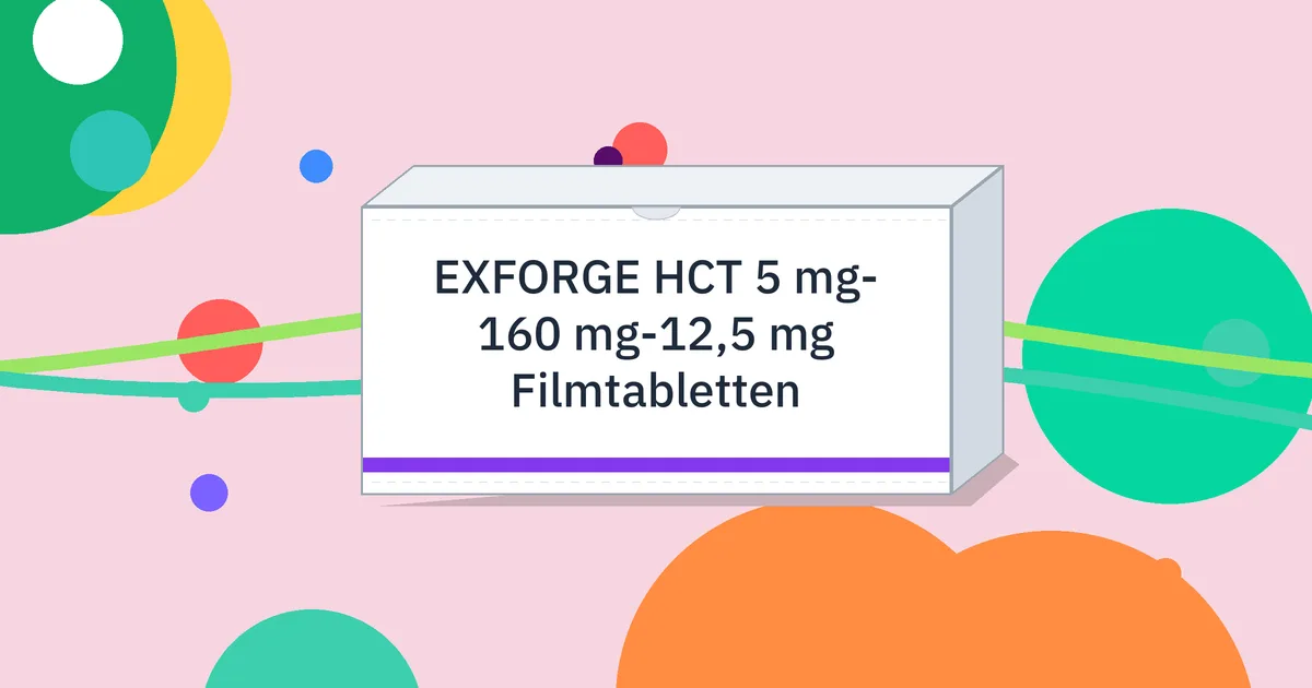 Symbolbild: Packung mit der Aufschrift EXFORGE HCT 5 mg-160 mg-12,5 mg Filmtabletten (PZN 02431170) – Verfügbarkeit und Bezug in Apotheken in Frankfurt am Main