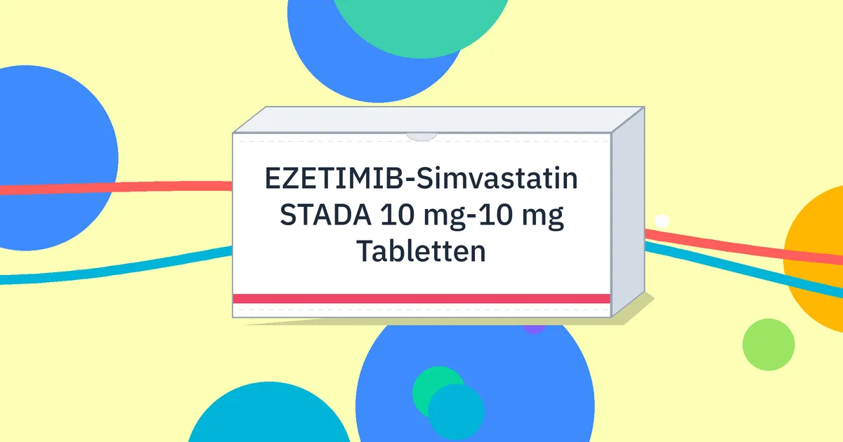 Symbolbild: Packung mit der Aufschrift EZETIMIB-Simvastatin STADA 10 mg-10 mg Tabletten (PZN 11853094) – Verfügbarkeit und Bezug in Apotheken in Frankfurt am Main