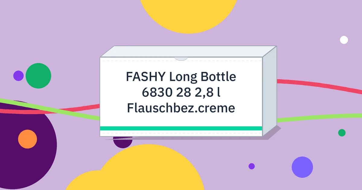 Symbolbild: Packung mit der Aufschrift FASHY Long Bottle 6830 28 2,8 l Flauschbez.creme (PZN 20351693) – Verfügbarkeit und Bezug in Apotheken in Frankfurt am Main