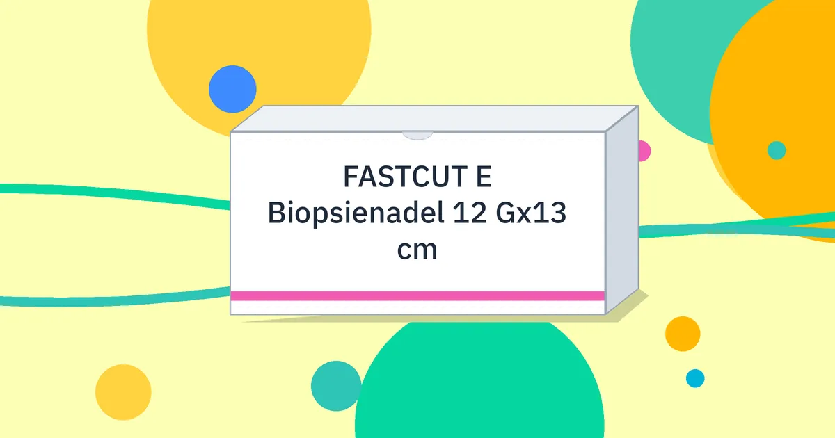 Symbolbild: Packung mit der Aufschrift FASTCUT E Biopsienadel 12 Gx13 cm (PZN 16922322) – Verfügbarkeit und Bezug in Apotheken in Frankfurt am Main
