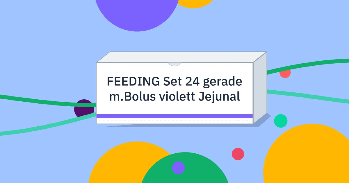 Symbolbild: Packung mit der Aufschrift FEEDING Set 24 gerade m.Bolus violett Jejunal (PZN 14344507) – Verfügbarkeit und Bezug in Apotheken in Frankfurt am Main