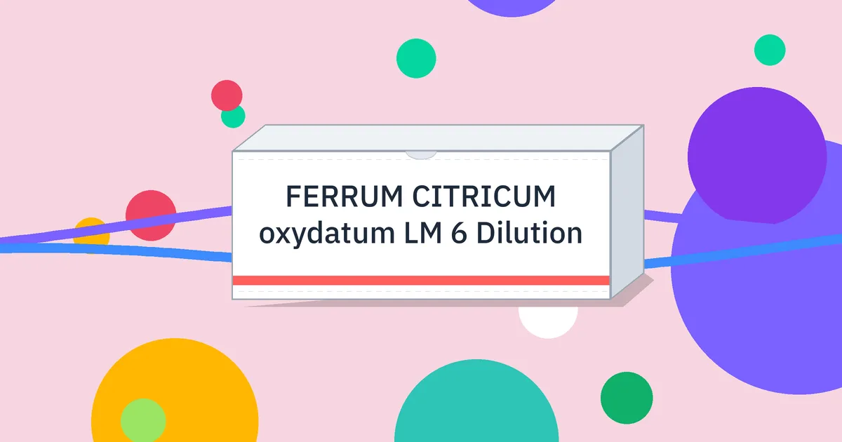 Symbolbild: Packung mit der Aufschrift FERRUM CITRICUM oxydatum LM 6 Dilution (PZN 12848356) – Verfügbarkeit und Bezug in Apotheken in Frankfurt am Main