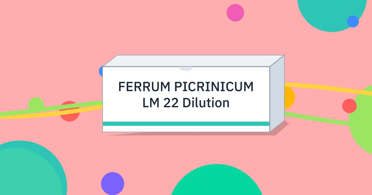 Symbolbild: Packung mit der Aufschrift FERRUM PICRINICUM LM 22 Dilution (PZN 12852688) – Verfügbarkeit und Bezug in Apotheken in Frankfurt am Main