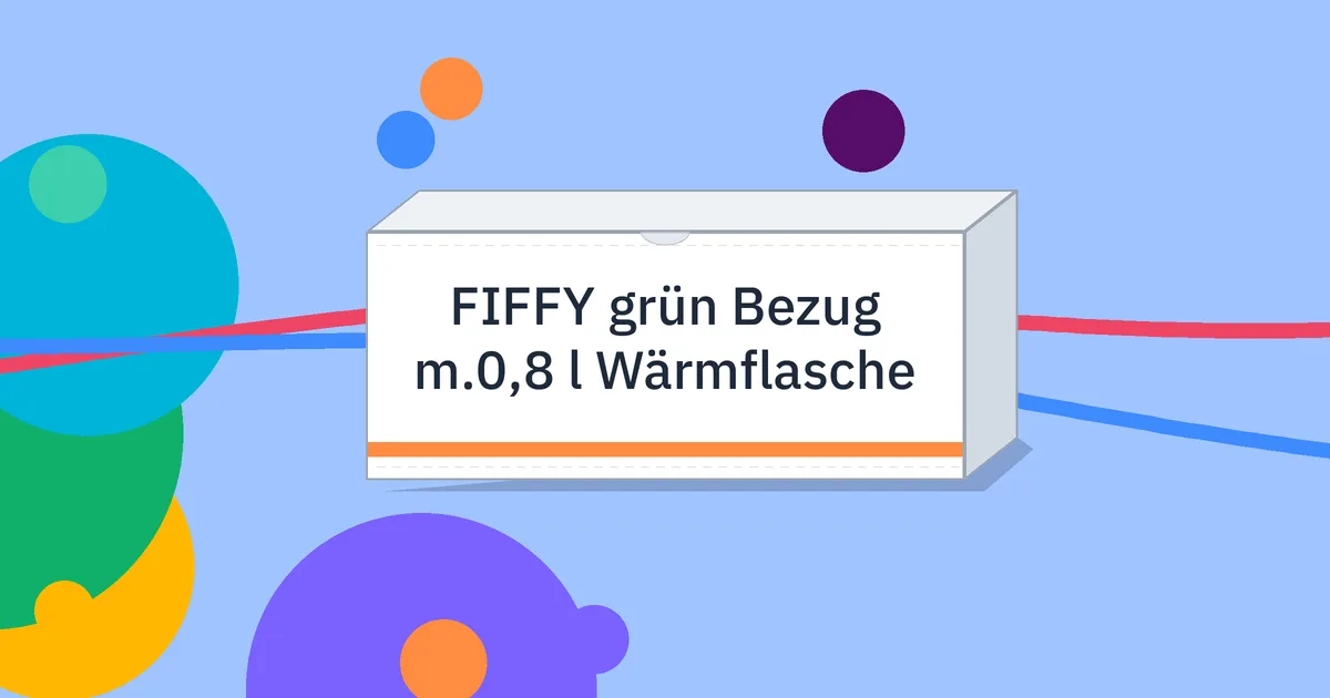 Symbolbild: Packung mit der Aufschrift FIFFY grün Bezug m.0,8 l Wärmflasche (PZN 03805690) – Verfügbarkeit und Bezug in Apotheken in Frankfurt am Main