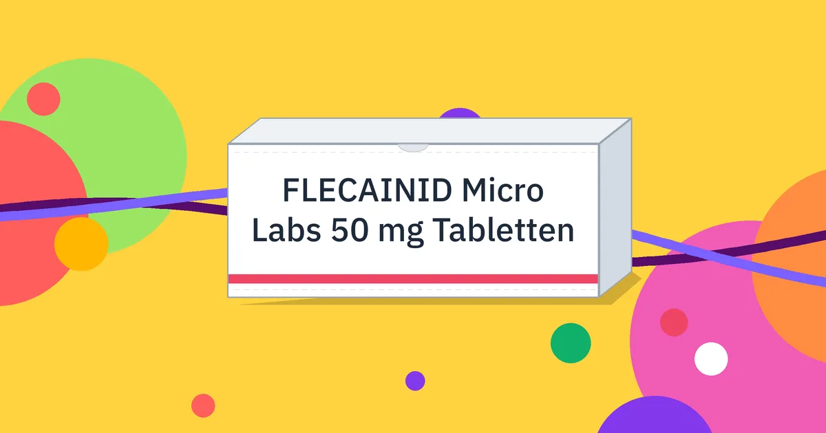 Symbolbild: Packung mit der Aufschrift FLECAINID Micro Labs 50 mg Tabletten (PZN 15426408) – Verfügbarkeit und Bezug in Apotheken in Frankfurt am Main