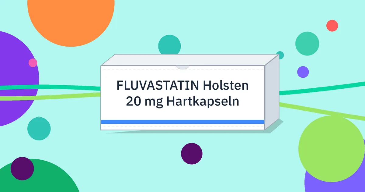 Symbolbild: Packung mit der Aufschrift FLUVASTATIN Holsten 20 mg Hartkapseln (PZN 16231635) – Verfügbarkeit und Bezug in Apotheken in Frankfurt am Main