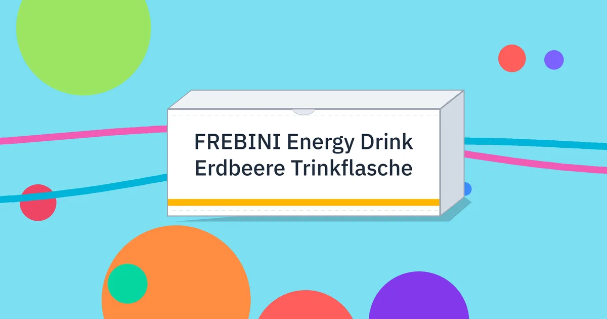 Symbolbild: Packung mit der Aufschrift FREBINI Energy Drink Erdbeere Trinkflasche (PZN 15565825) – Verfügbarkeit und Bezug in Apotheken in Frankfurt am Main