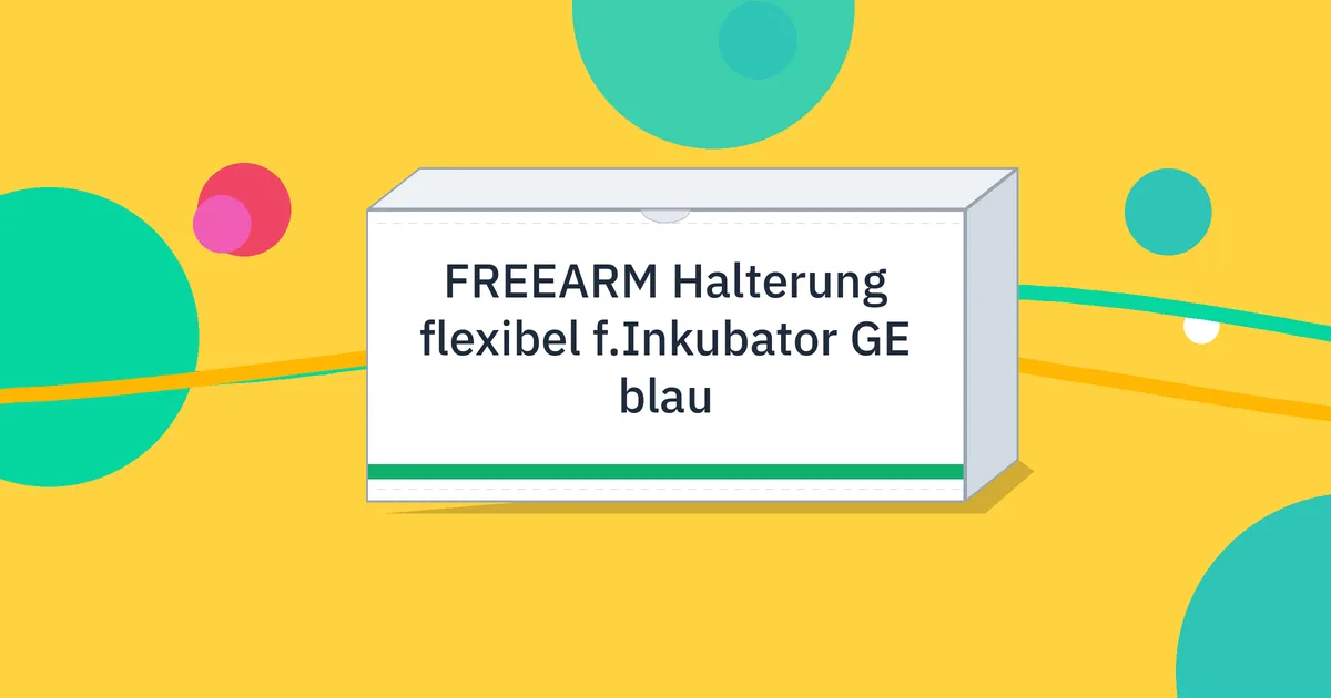 Symbolbild: Packung mit der Aufschrift FREEARM Halterung flexibel f.Inkubator GE blau (PZN 19974957) – Verfügbarkeit und Bezug in Apotheken in Frankfurt am Main