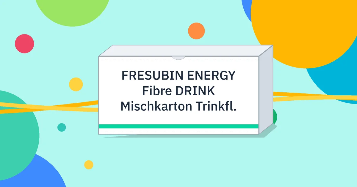 Symbolbild: Packung mit der Aufschrift FRESUBIN ENERGY Fibre DRINK Mischkarton Trinkfl. (PZN 18681012) – Verfügbarkeit und Bezug in Apotheken in Frankfurt am Main