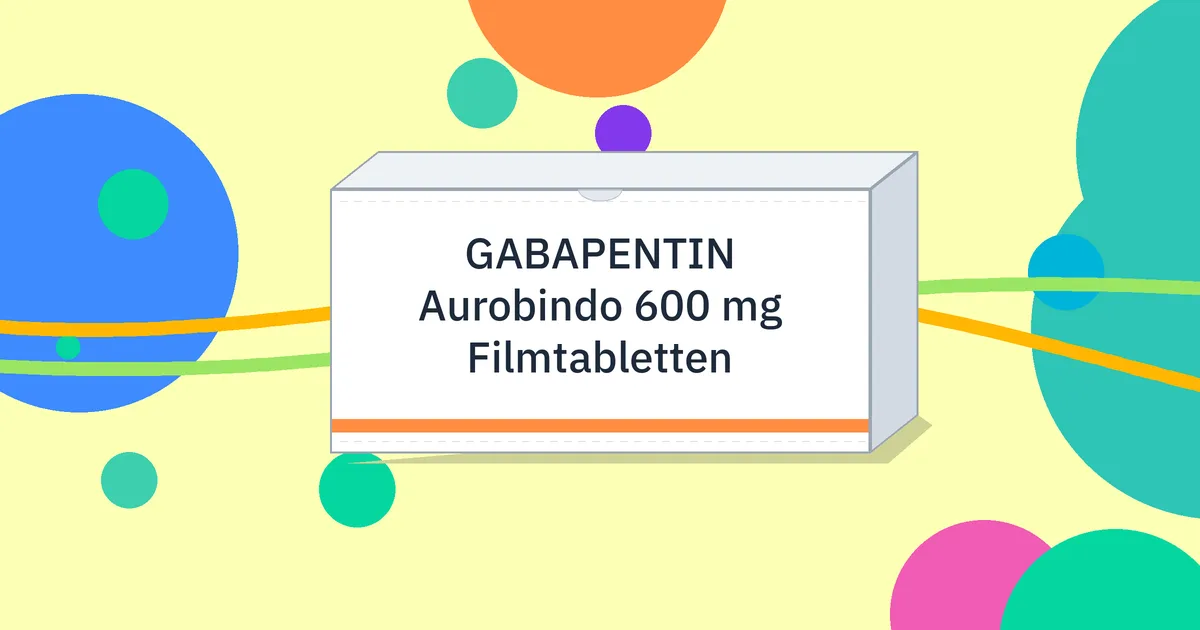 Symbolbild: Packung mit der Aufschrift GABAPENTIN Aurobindo 600 mg Filmtabletten (PZN 19400067) – Verfügbarkeit und Bezug in Apotheken in Frankfurt am Main