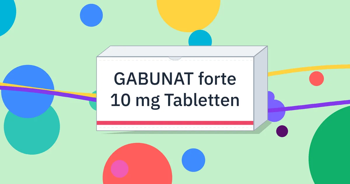 Symbolbild: Packung mit der Aufschrift GABUNAT forte 10 mg Tabletten (PZN 00745220) – Verfügbarkeit und Bezug in Apotheken in Frankfurt am Main