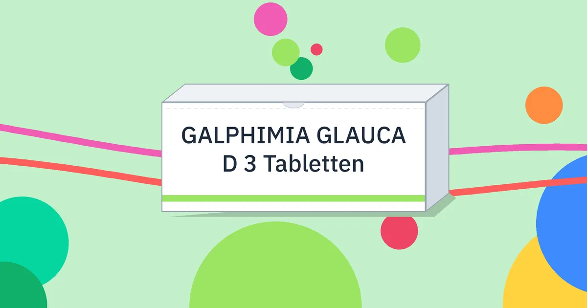 Symbolbild: Packung mit der Aufschrift GALPHIMIA GLAUCA D 3 Tabletten (PZN 02630716) – Verfügbarkeit und Bezug in Apotheken in Frankfurt am Main