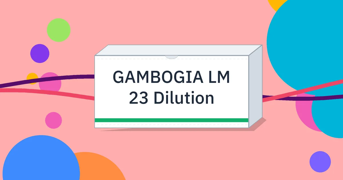 Symbolbild: Packung mit der Aufschrift GAMBOGIA LM 23 Dilution (PZN 13498651) – Verfügbarkeit und Bezug in Apotheken in Frankfurt am Main