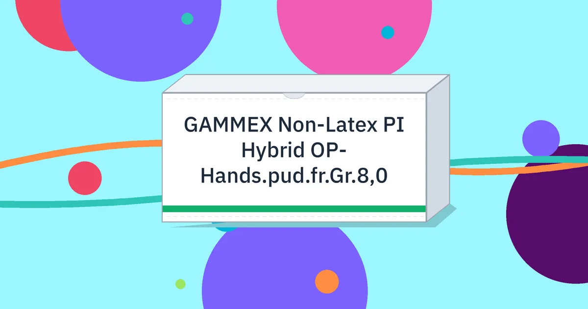 Symbolbild: Packung mit der Aufschrift GAMMEX Non-Latex PI Hybrid OP-Hands.pud.fr.Gr.8,0 (PZN 18337289) – Verfügbarkeit und Bezug in Apotheken in Frankfurt am Main