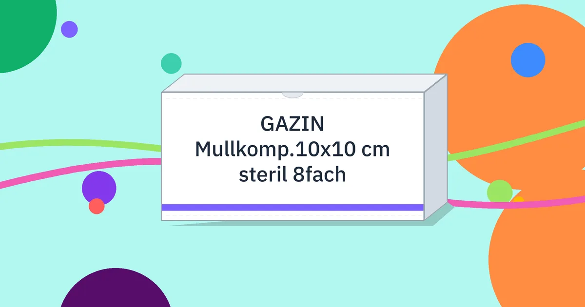 Symbolbild: Packung mit der Aufschrift GAZIN Mullkomp.10x10 cm steril 8fach (PZN 00150722) – Verfügbarkeit und Bezug in Apotheken in Frankfurt am Main