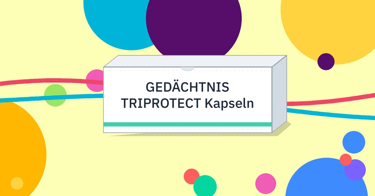Symbolbild: Packung mit der Aufschrift GEDÄCHTNIS TRIPROTECT Kapseln (PZN 05026932) – Verfügbarkeit und Bezug in Apotheken in Frankfurt am Main