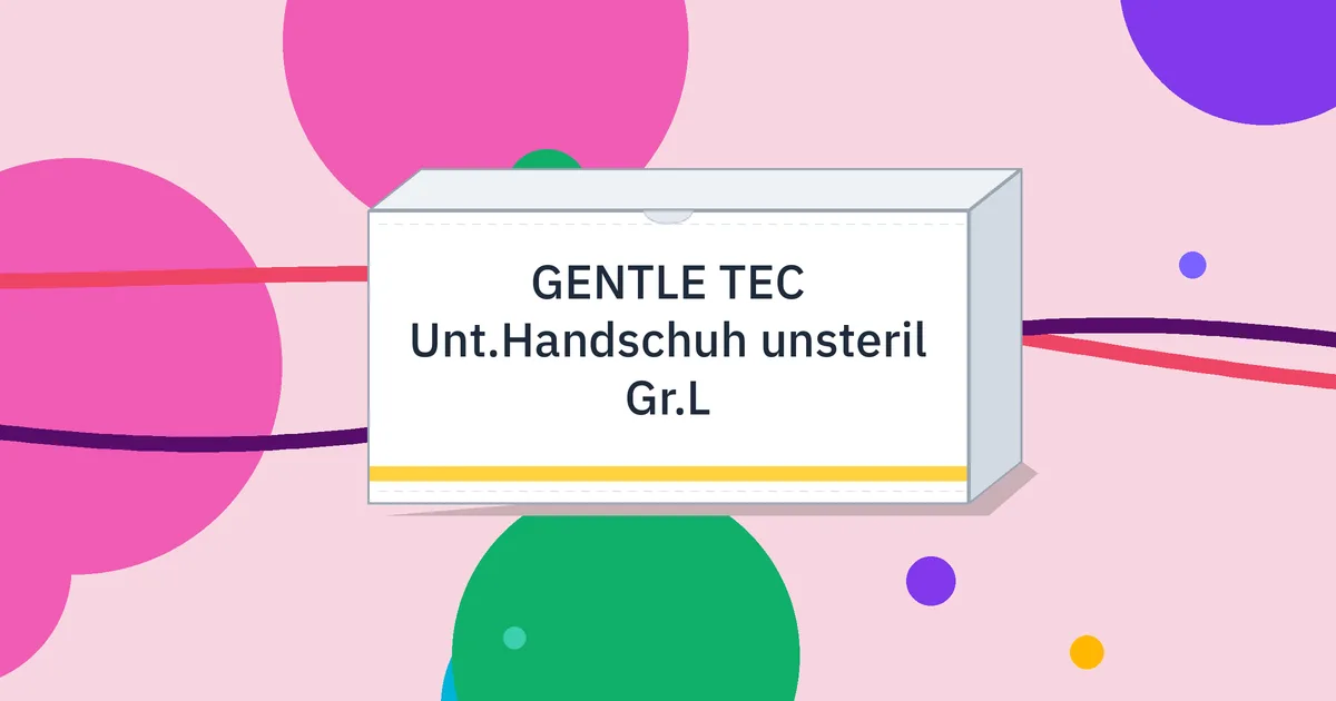 Symbolbild: Packung mit der Aufschrift GENTLE TEC Unt.Handschuh unsteril Gr.L (PZN 06966672) – Verfügbarkeit und Bezug in Apotheken in Frankfurt am Main