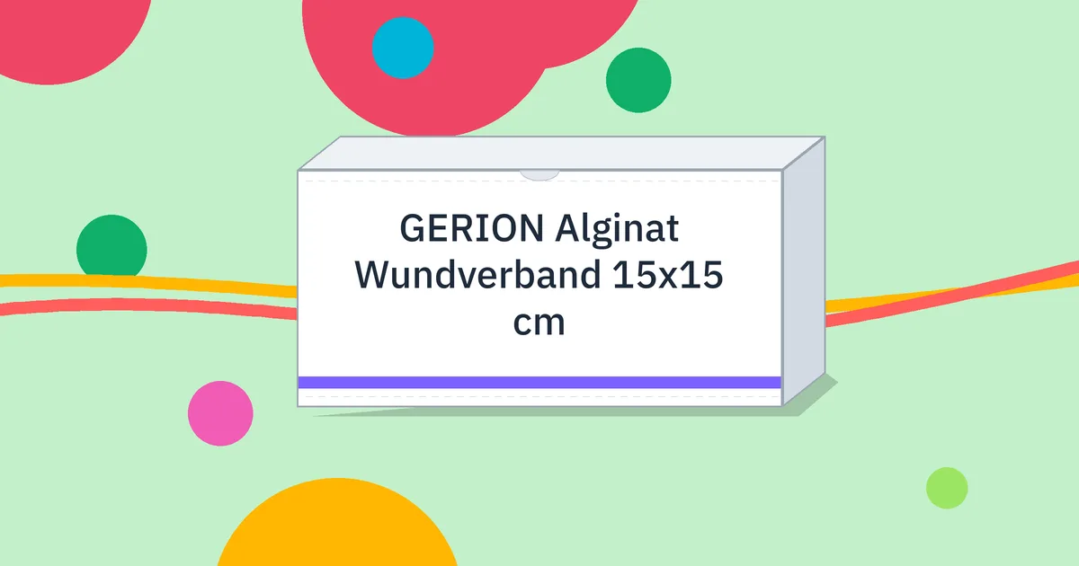 Symbolbild: Packung mit der Aufschrift GERION Alginat Wundverband 15x15 cm (PZN 19247105) – Verfügbarkeit und Bezug in Apotheken in Frankfurt am Main