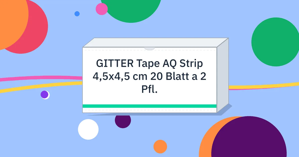 Symbolbild: Packung mit der Aufschrift GITTER Tape AQ Strip 4,5x4,5 cm 20 Blatt a 2 Pfl. (PZN 12148050) – Verfügbarkeit und Bezug in Apotheken in Frankfurt am Main