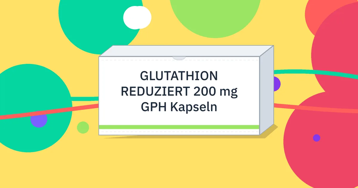 Symbolbild: Packung mit der Aufschrift GLUTATHION REDUZIERT 200 mg GPH Kapseln (PZN 09786545) – Verfügbarkeit und Bezug in Apotheken in Frankfurt am Main