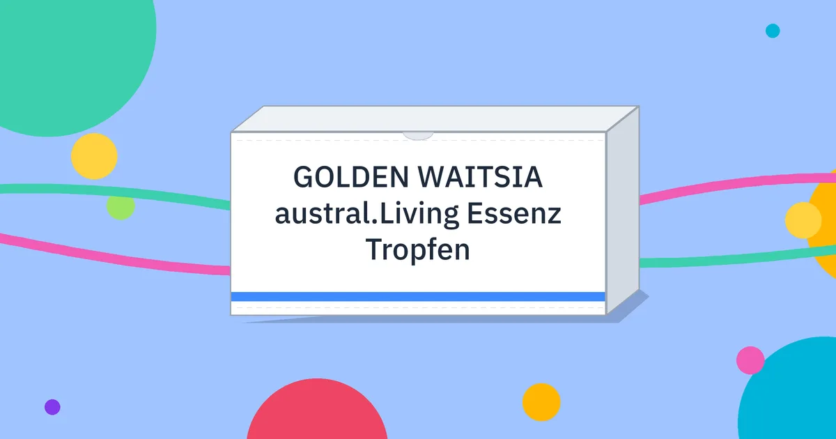 Symbolbild: Packung mit der Aufschrift GOLDEN WAITSIA austral.Living Essenz Tropfen (PZN 05009862) – Verfügbarkeit und Bezug in Apotheken in Frankfurt am Main
