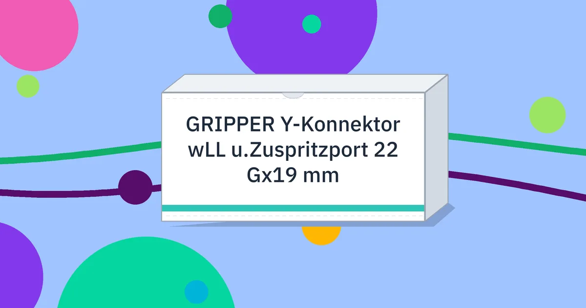 Symbolbild: Packung mit der Aufschrift GRIPPER Y-Konnektor wLL u.Zuspritzport 22 Gx19 mm (PZN 19761405) – Verfügbarkeit und Bezug in Apotheken in Frankfurt am Main