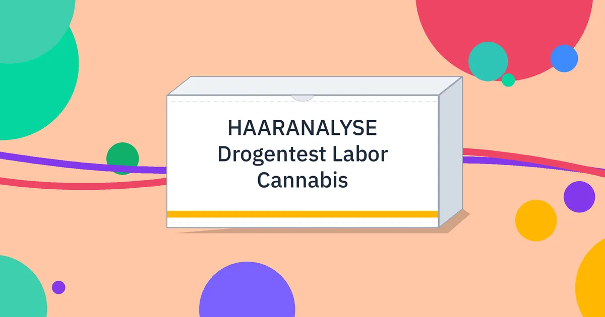 Symbolbild: Packung mit der Aufschrift HAARANALYSE Drogentest Labor Cannabis (PZN 18803030) – Verfügbarkeit und Bezug in Apotheken in Frankfurt am Main