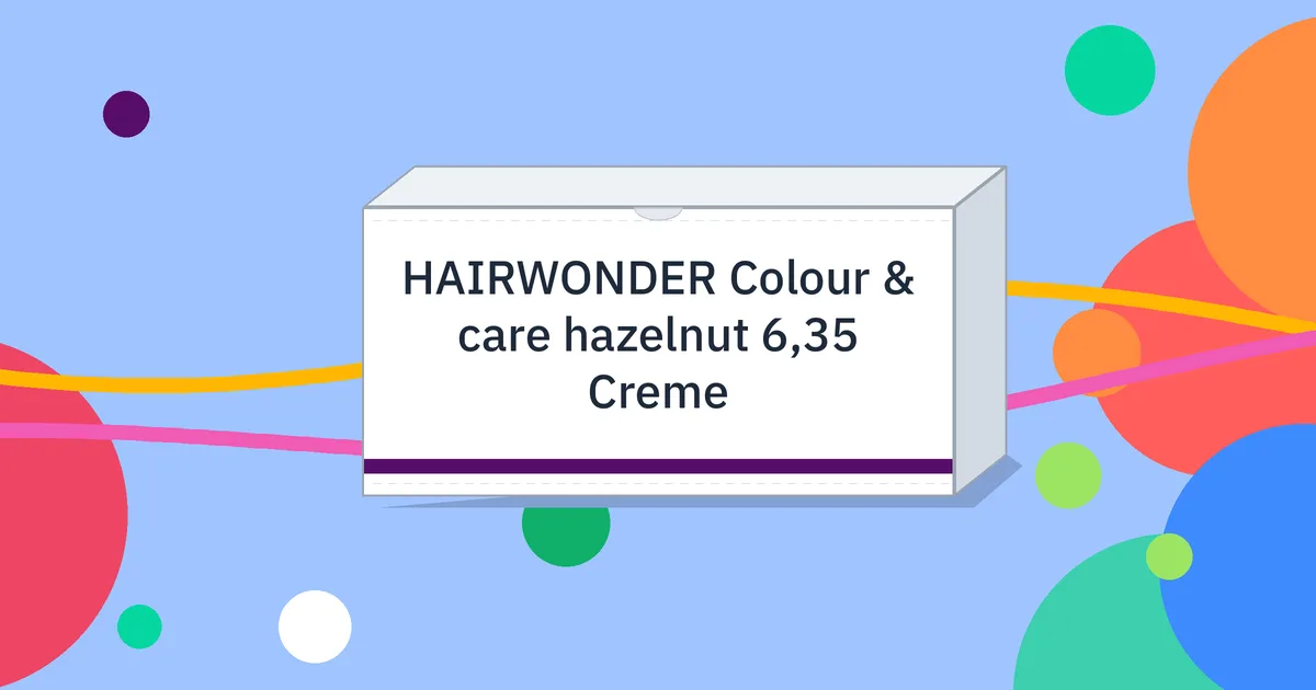 Symbolbild: Packung mit der Aufschrift HAIRWONDER Colour & care hazelnut 6,35 Creme (PZN 09441183) – Verfügbarkeit und Bezug in Apotheken in Frankfurt am Main