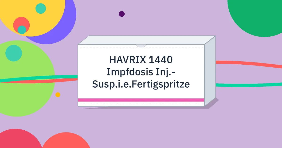 Symbolbild: Packung mit der Aufschrift HAVRIX 1440 Impfdosis Inj.-Susp.i.e.Fertigspritze (PZN 01018261) – Verfügbarkeit und Bezug in Apotheken in Frankfurt am Main