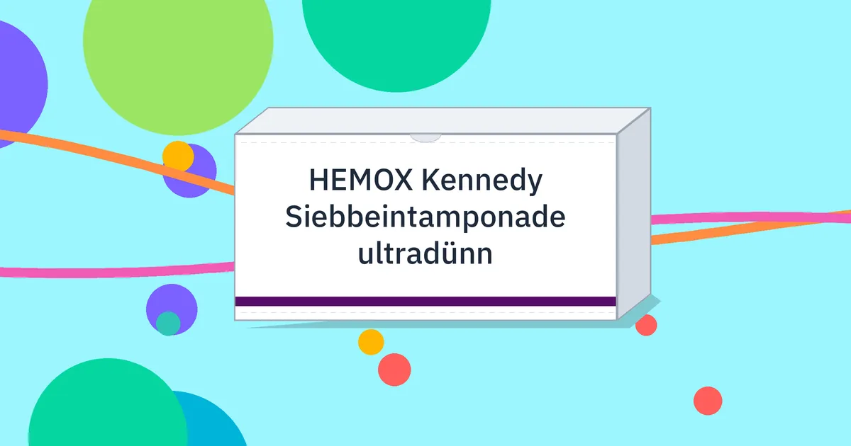 Symbolbild: Packung mit der Aufschrift HEMOX Kennedy Siebbeintamponade ultradünn (PZN 06592622) – Verfügbarkeit und Bezug in Apotheken in Frankfurt am Main