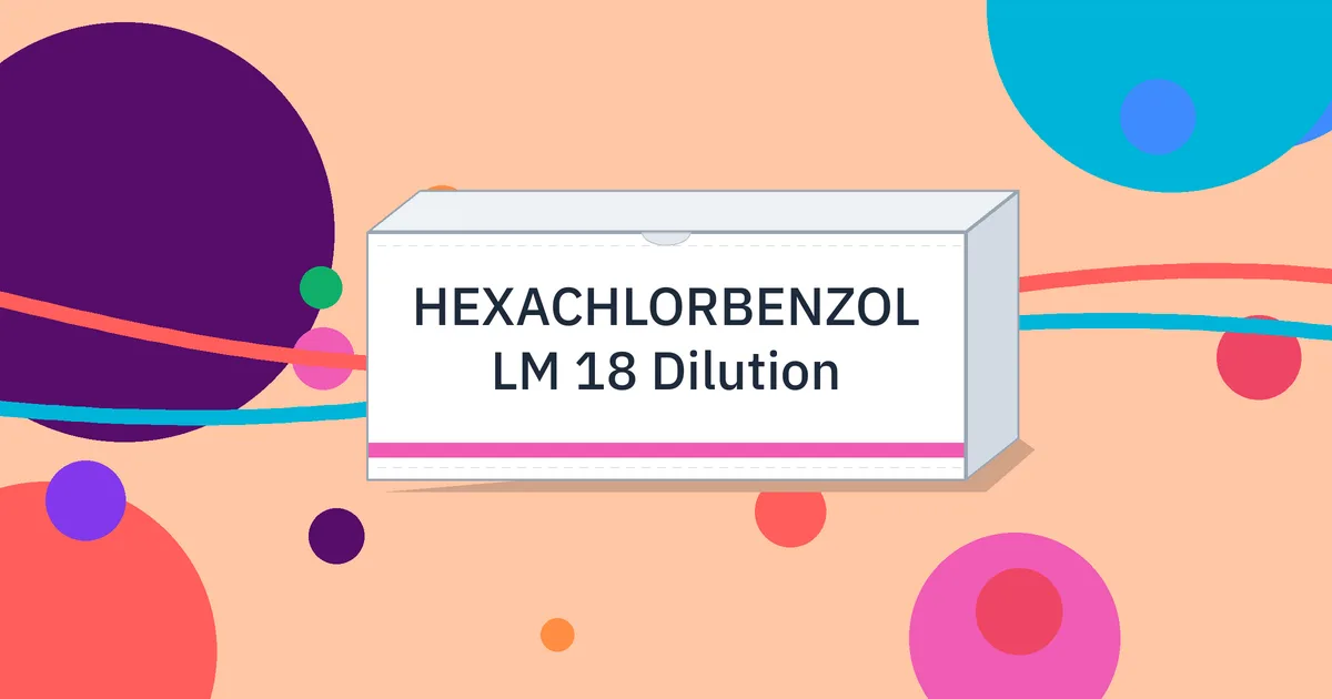 Symbolbild: Packung mit der Aufschrift HEXACHLORBENZOL LM 18 Dilution (PZN 12888864) – Verfügbarkeit und Bezug in Apotheken in Frankfurt am Main