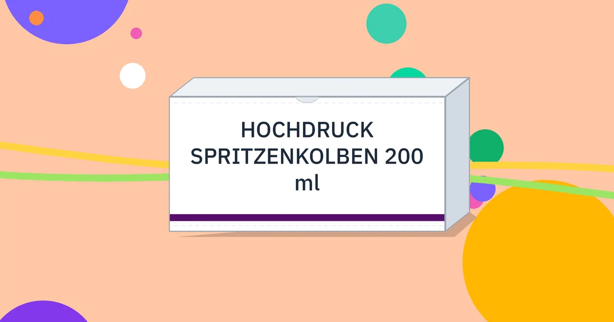 Symbolbild: Packung mit der Aufschrift HOCHDRUCK SPRITZENKOLBEN 200 ml (PZN 15579313) – Verfügbarkeit und Bezug in Apotheken in Frankfurt am Main