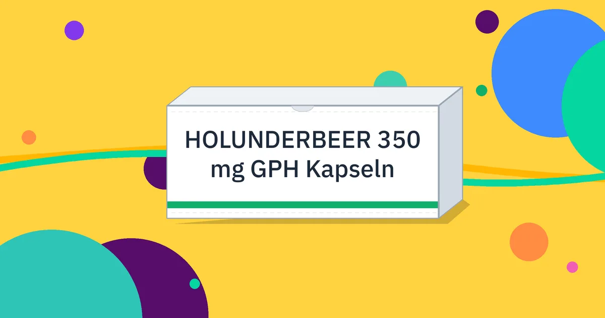 Symbolbild: Packung mit der Aufschrift HOLUNDERBEER 350 mg GPH Kapseln (PZN 06922841) – Verfügbarkeit und Bezug in Apotheken in Frankfurt am Main