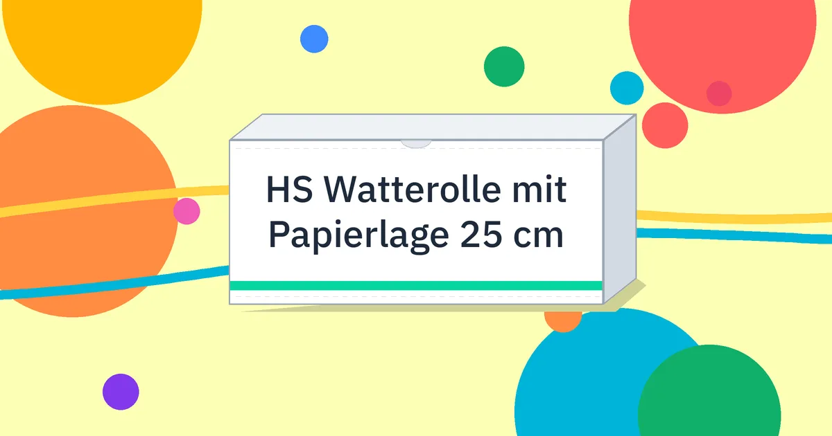Symbolbild: Packung mit der Aufschrift HS Watterolle mit Papierlage 25 cm (PZN 12570085) – Verfügbarkeit und Bezug in Apotheken in Frankfurt am Main