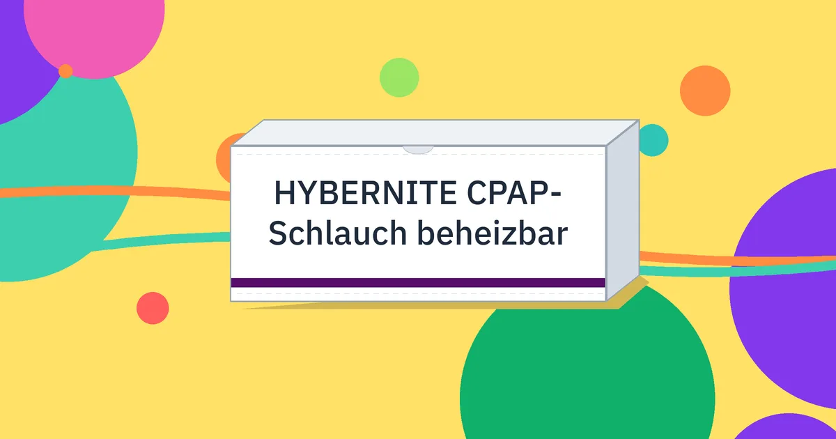 Symbolbild: Packung mit der Aufschrift HYBERNITE CPAP-Schlauch beheizbar (PZN 18081163) – Verfügbarkeit und Bezug in Apotheken in Frankfurt am Main